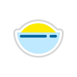 Oriental fried rice sticker Royalty Free Vector Image