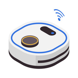 Drawing red robotic vacuum cleaner Royalty Free Vector Image