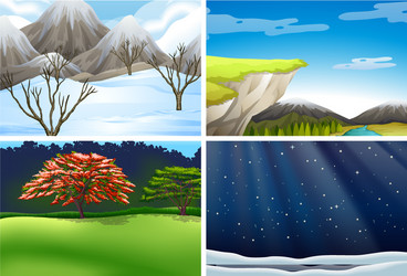 Set of nature landscape scene Royalty Free Vector Image