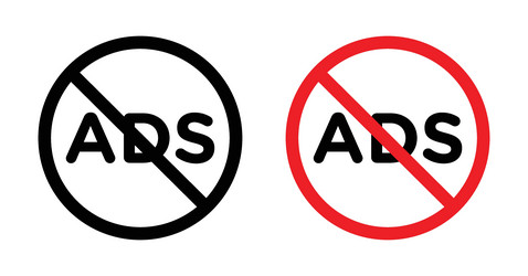 Ad blocker icon set ban and stop add symbol Vector Image