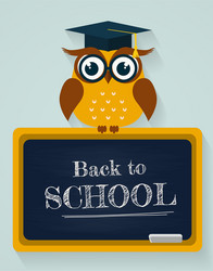 Welcome back to school card with an owl Royalty Free Vector