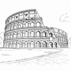 Colosseum hand-drawn comic doodle Royalty Free Vector Image
