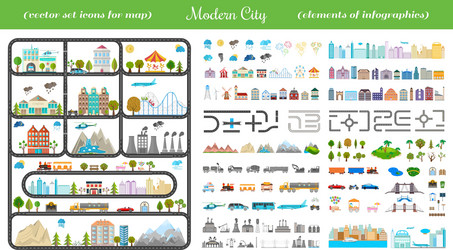 Set of elements for creating your own city Vector Image