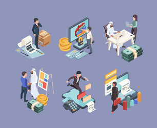 3d financial icon set Royalty Free Vector Image