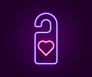 Glowing neon line please do not disturb with heart