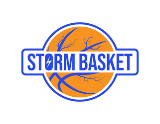 Storm basket ball team logo design template Vector Image