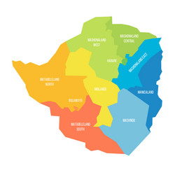 Zimbabwe political map of administrative divisions