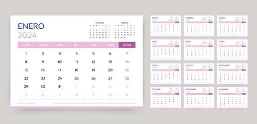Spanish calendar for 2024 year simple template Vector Image