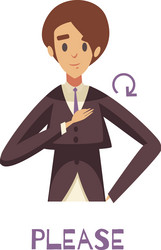 Deaf mute sign language character gesture Vector Image