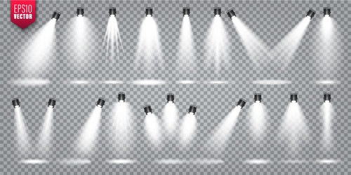 Spotlight set bright light beam Royalty Free Vector Image