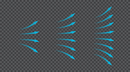 Air flow set of blue arrows showing direction Vector Image