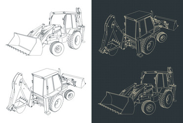 Colorful heavy loader blueprints Royalty Free Vector Image
