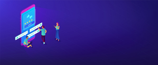 Customer feedback isometric 3d banner header Vector Image