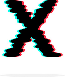 Logo letter x glitch distortion Royalty Free Vector Image