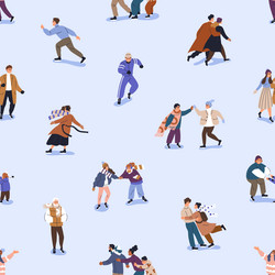 Ice rink seamless pattern people skating Vector Image