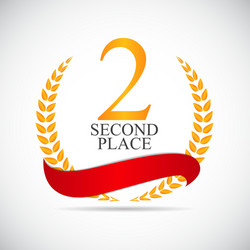 Second place gold laurel design label Royalty Free Vector