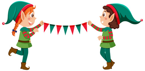 Christmas elf girl cartoon character Royalty Free Vector