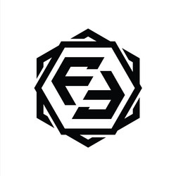 Ff logo monogram hexagon shape with triangle Vector Image