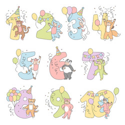 Kid in tiger costume number eight 8 Royalty Free Vector