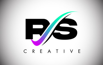 Rs letter logo with creative swoosh curved line Vector Image