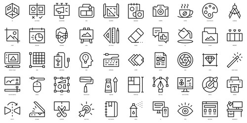 Project line icons signs set outline Royalty Free Vector