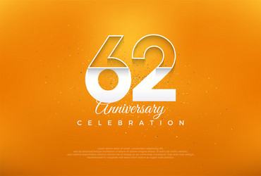 62nd anniversary number with 3d white numbers Vector Image