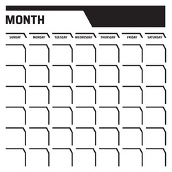Black and white blank calendar template Royalty Free Vector