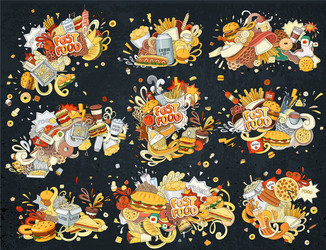 Square shaped food icon set Royalty Free Vector Image