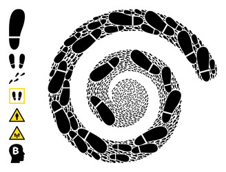 Human footprints icon spiral swirl collage Vector Image