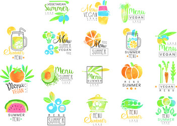 Summer menu logo badge for vegetarian restaurant Vector Image