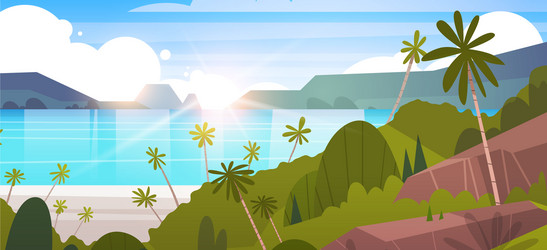 Sea landscape tropical beach ocean seashore Vector Image