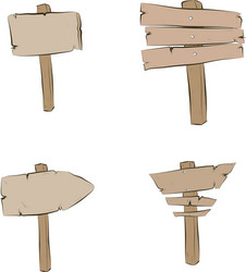 Cartoon blank signpost isolated on white Vector Image