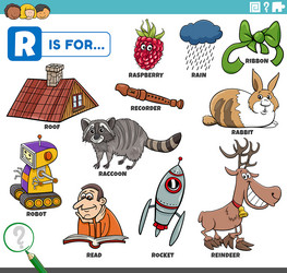 Alphabet letter r-rabbit exercise with cartoon Vector Image