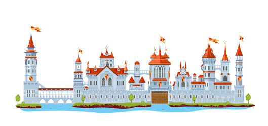 Cartoon broken medieval castle or city wall ruins Vector Image