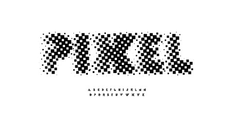 Pixel rounded font trendy black bold alphabet Vector Image