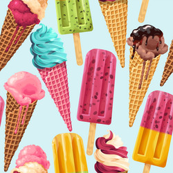 Seamless pattern with ice cream and ice pop Vector Image
