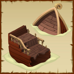 Pirate ship battle wooden brigantine boat deck Vector Image