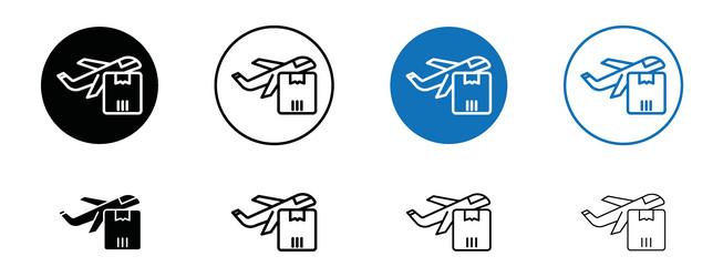 Air delivery icon set flight plane cargo symbol Vector Image