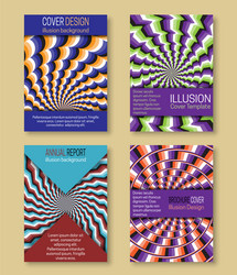 Colorful covers templates with optical illusion Vector Image