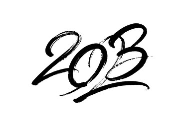 2023 ink hand-drawn numbers horizontal Royalty Free Vector