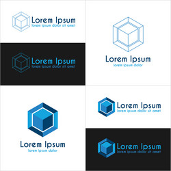 Blue cube logo template Royalty Free Vector Image