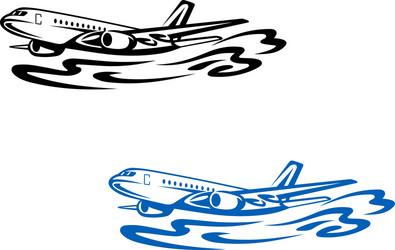 Cartoon airplane flying outline for colouring Vector Image