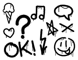 Set of black graffiti spray Royalty Free Vector Image