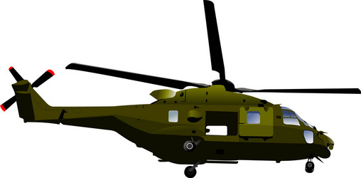 Cartoon military helicopter on white background Vector Image