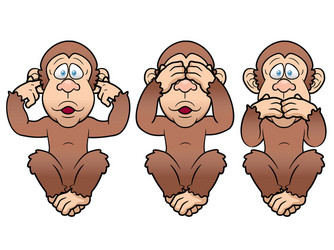 Three wise monkeys Royalty Free Vector Image - VectorStock