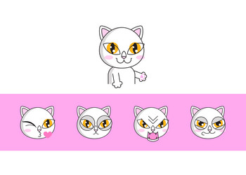 Cats heads faces emoticons set Royalty Free Vector Image
