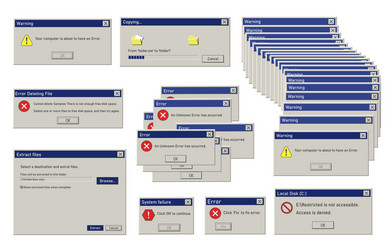 Alert dialog windows system failure box Royalty Free Vector