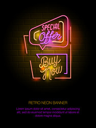 Retro neon sign buy now Royalty Free Vector Image