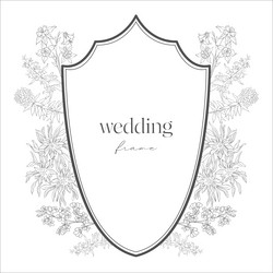 Wedding crest with flowers Royalty Free Vector Image