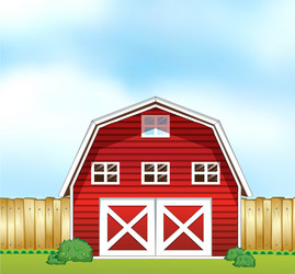 Cute farmhouse red house in cartoon style Vector Image